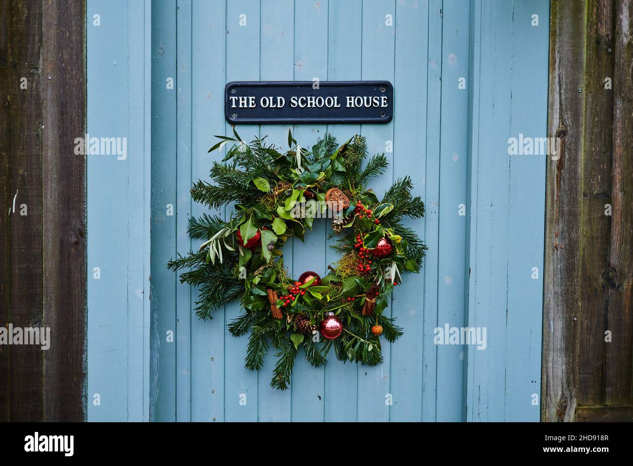 A Christmas wreath on a gate in Surrey, UK Stock Photo - Alamy