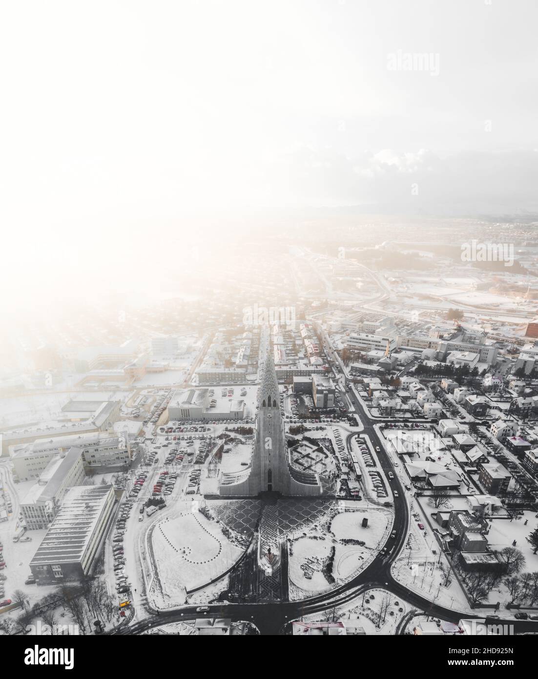 Aerial view of a city covered by snow Stock Photo - Alamy