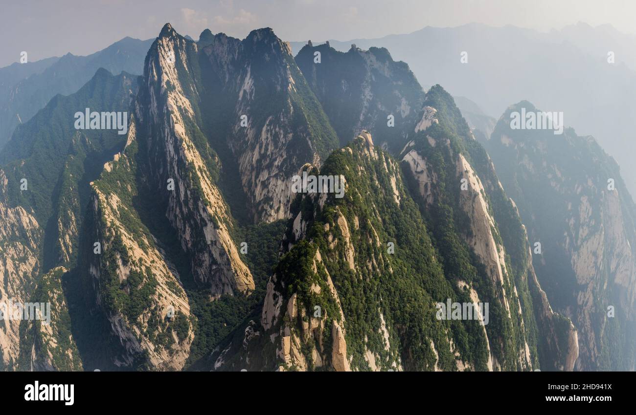 View from the peak of Hua Shan mountain in Shaanxi province, China ...