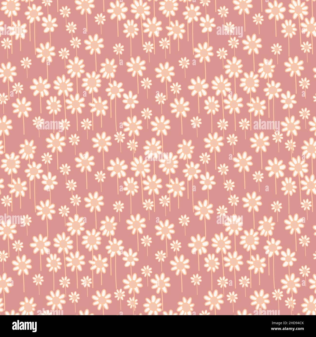 Floral pattern with white daisy flowers on pale red background ...