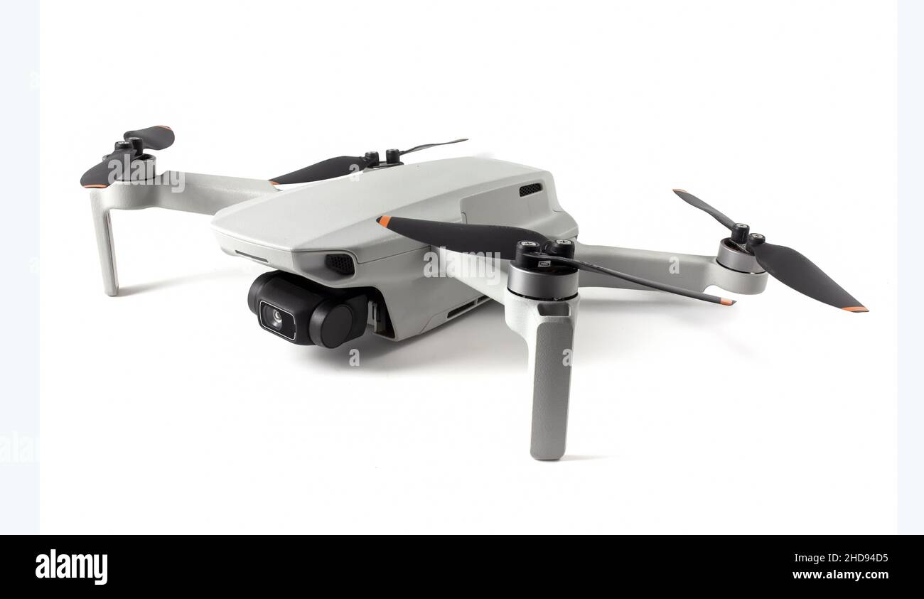 Front view of drone with camera isolated on white background Stock ...