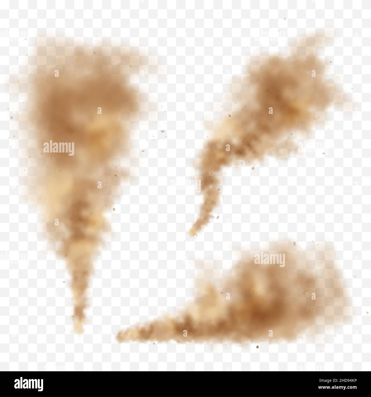 Realistic dust clouds. Road sand storm. Polluted dirty brown air with ...