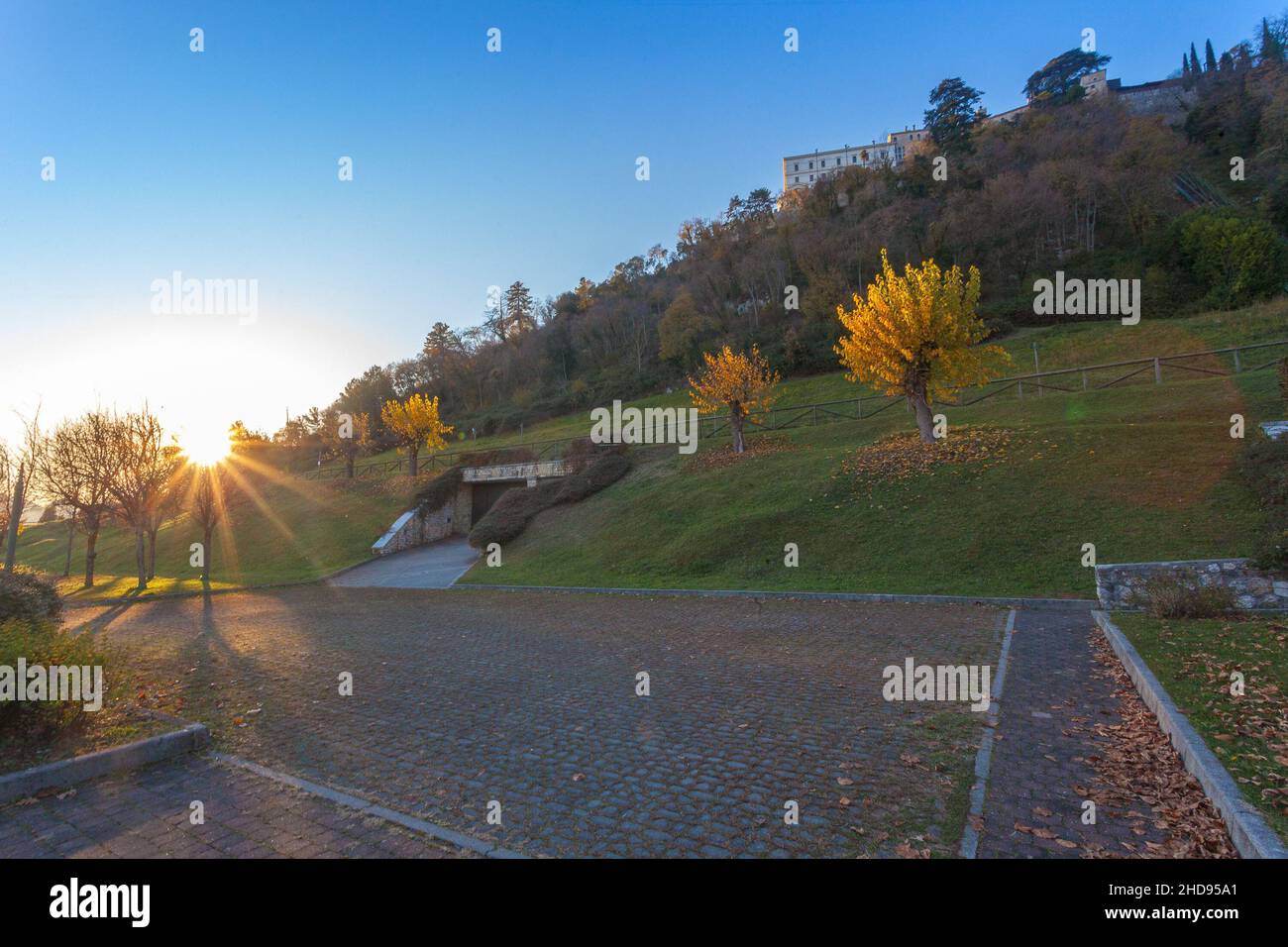 Autumn sunset near a castle on the hill Stock Photo - Alamy