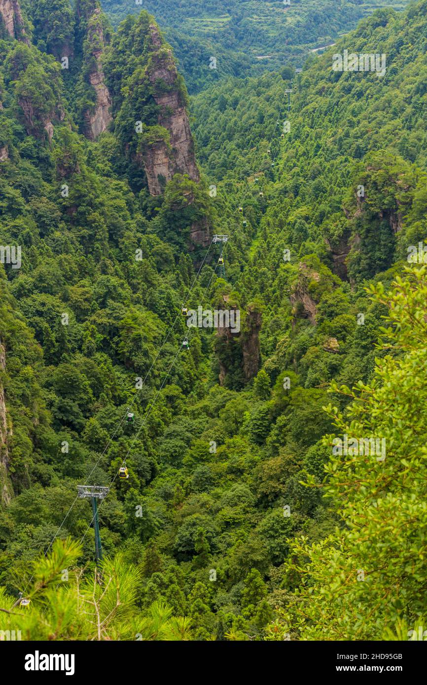 Yangjiajie cable car in Wulingyuan Scenic and Historic Interest Area in ...