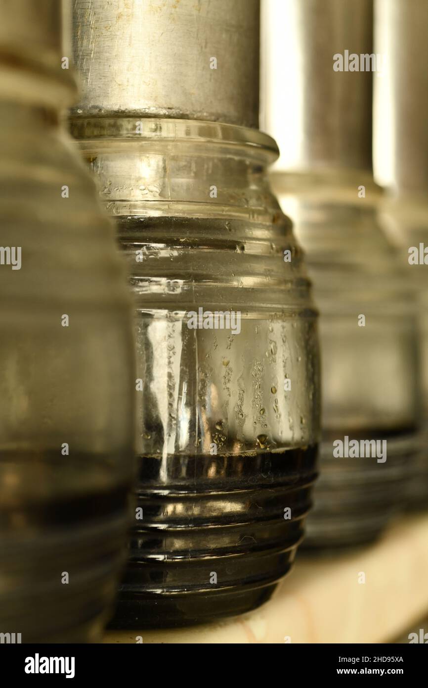 Closeup of old filters for Turkish coffee in Antigua cafeteria in Los ...