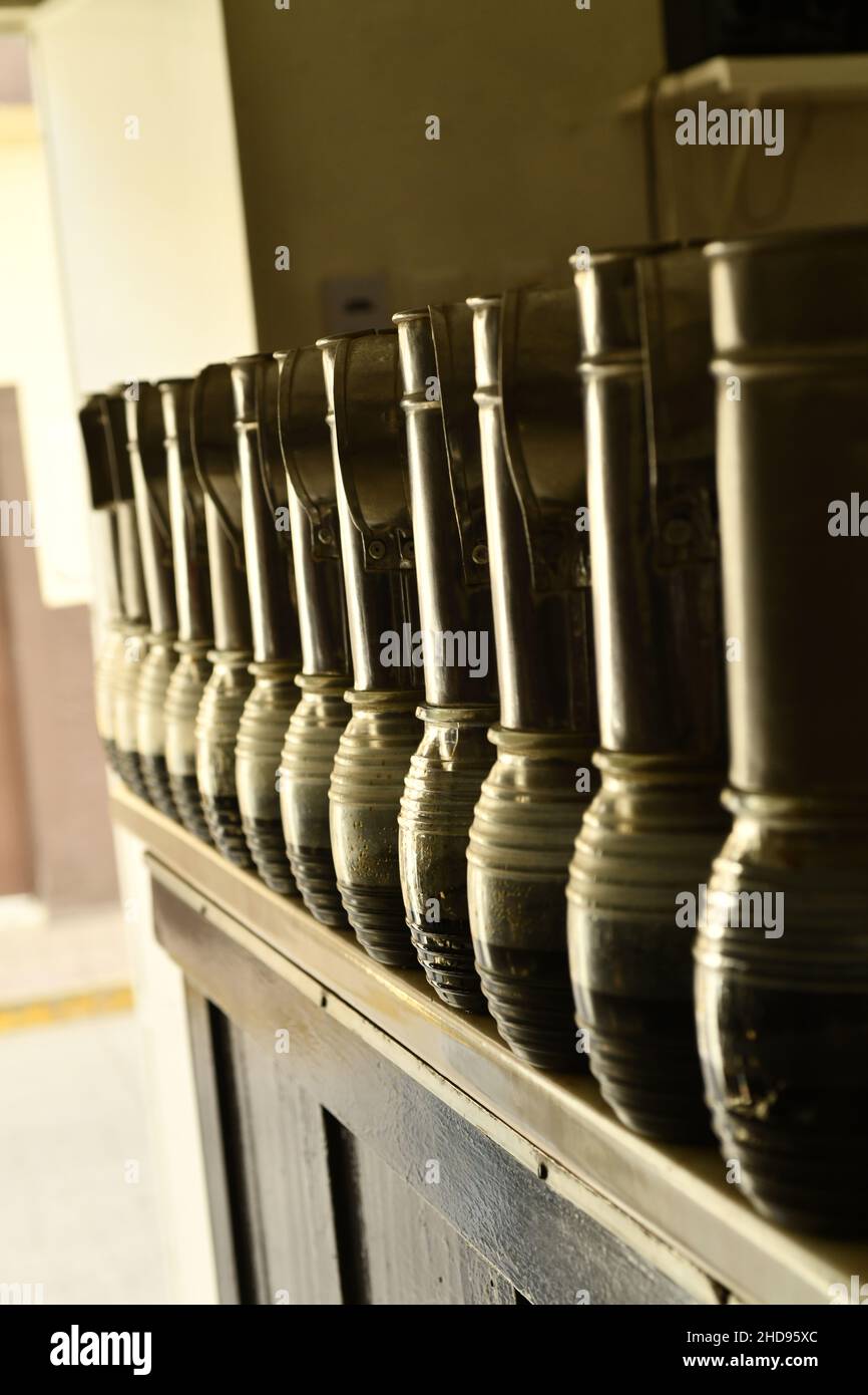 Closeup of old filters for Turkish coffee in Antigua cafeteria in Los ...