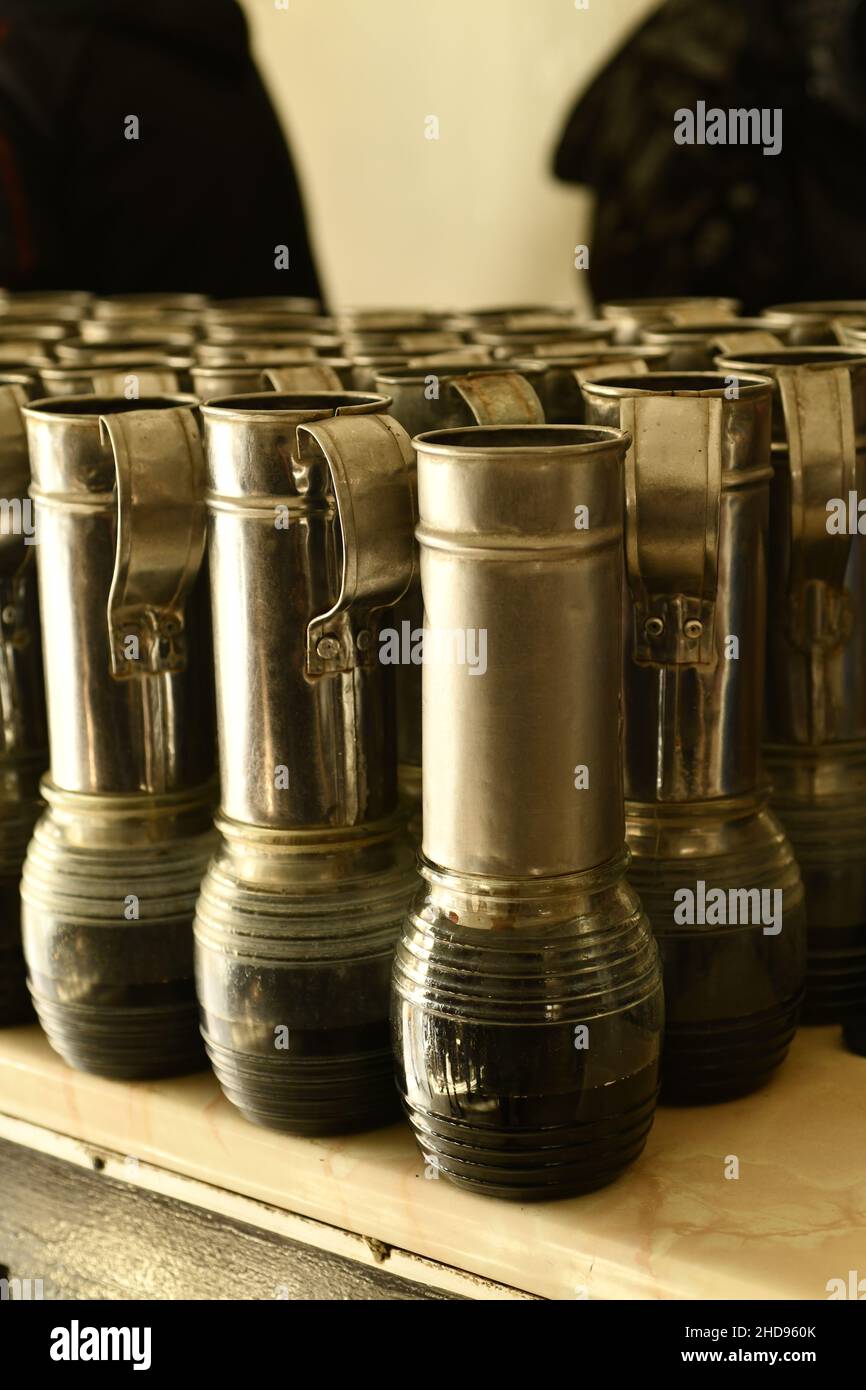 Closeup of old filters for Turkish coffee in Antigua cafeteria in Los ...