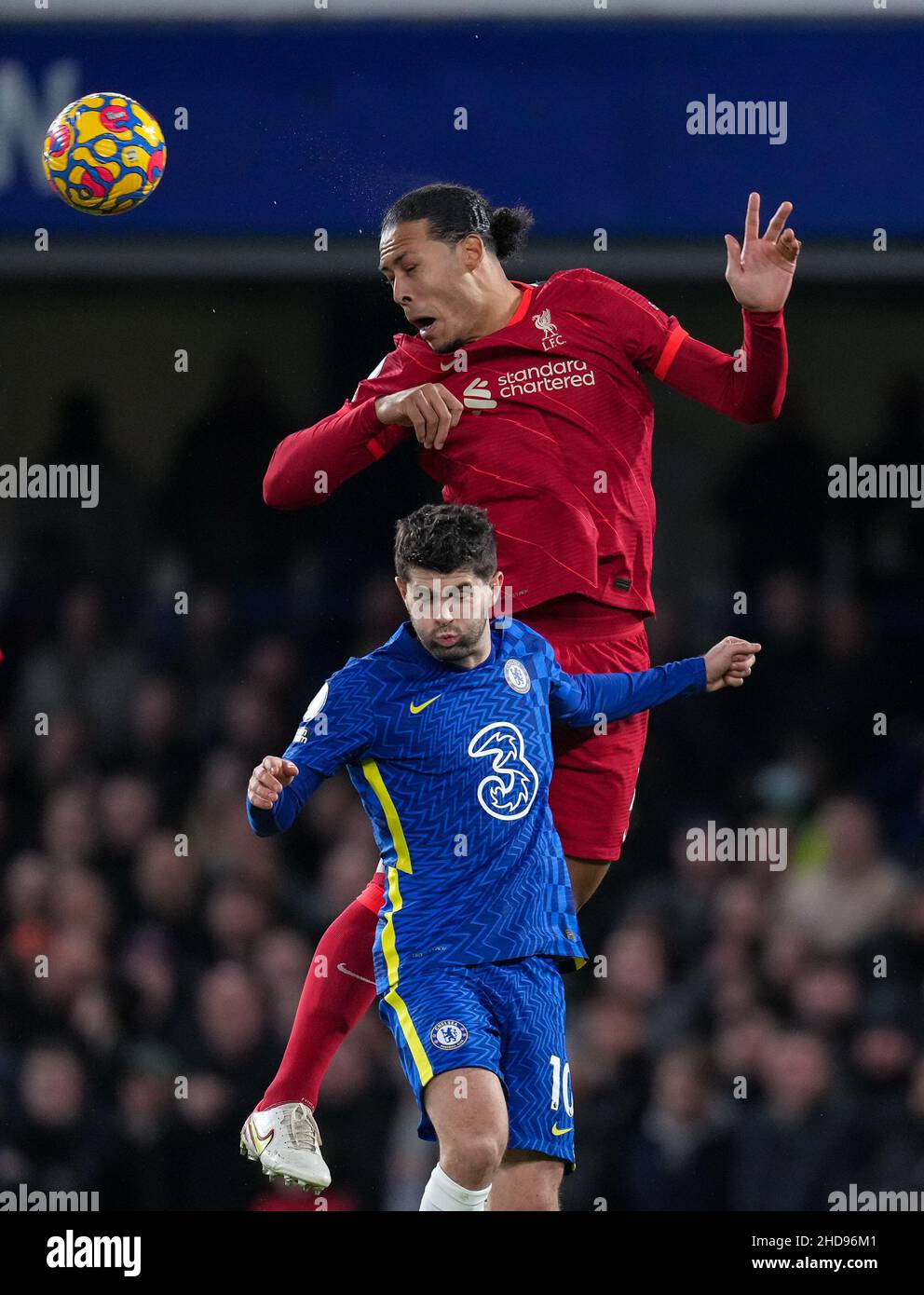 London, UK. 02nd Jan, 2022. Virgil van Dijk of Liverpool and Christian ...