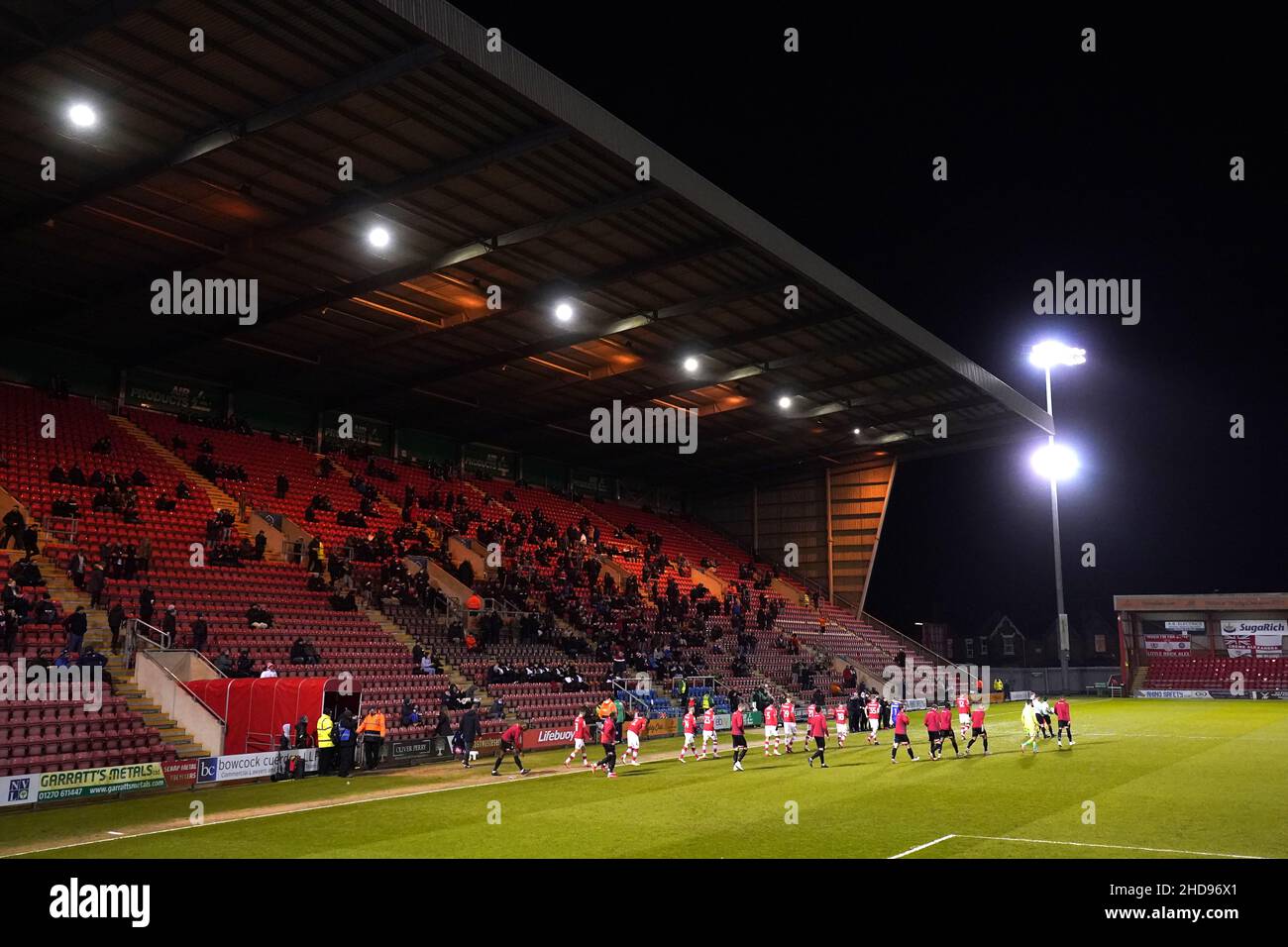 Players walk on to the pitch before the Papa John's Trophy round of ...