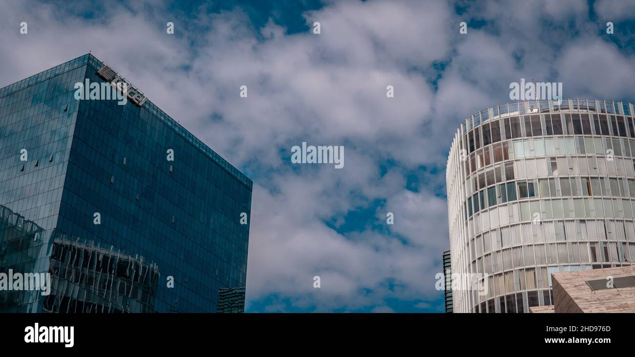 Panoramic view of office buildings with Telcel mobile company in ...