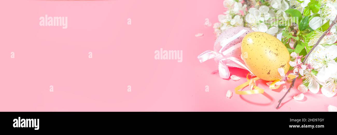 Happy Easter Spring Holiday Greeting Card Background with Easter ...
