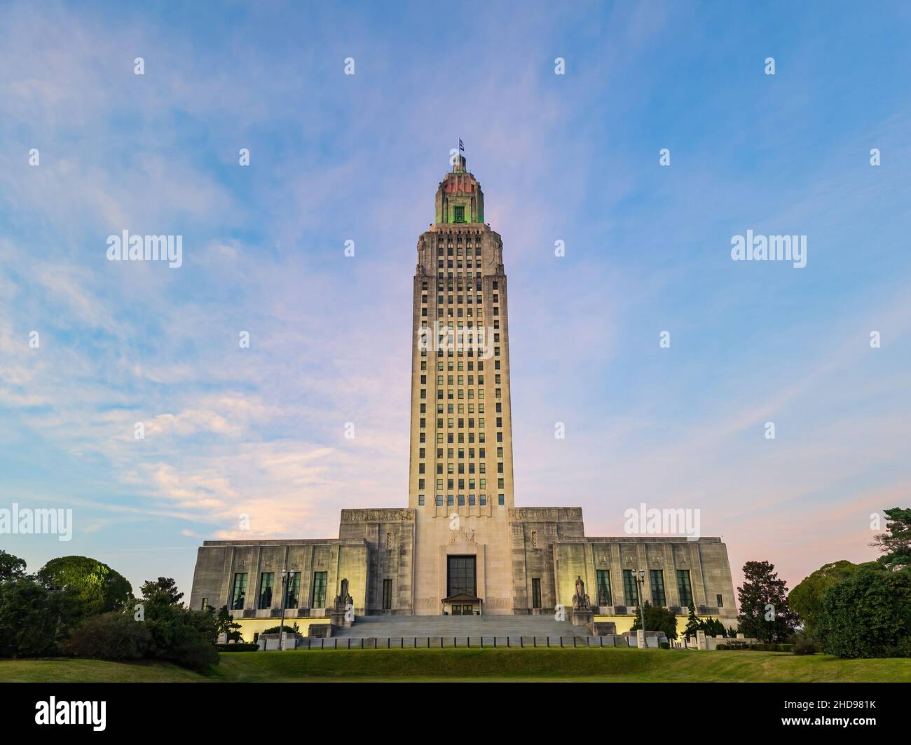 Sunset exterior view of the Louisiana State Capitol at Louisiana Stock ...