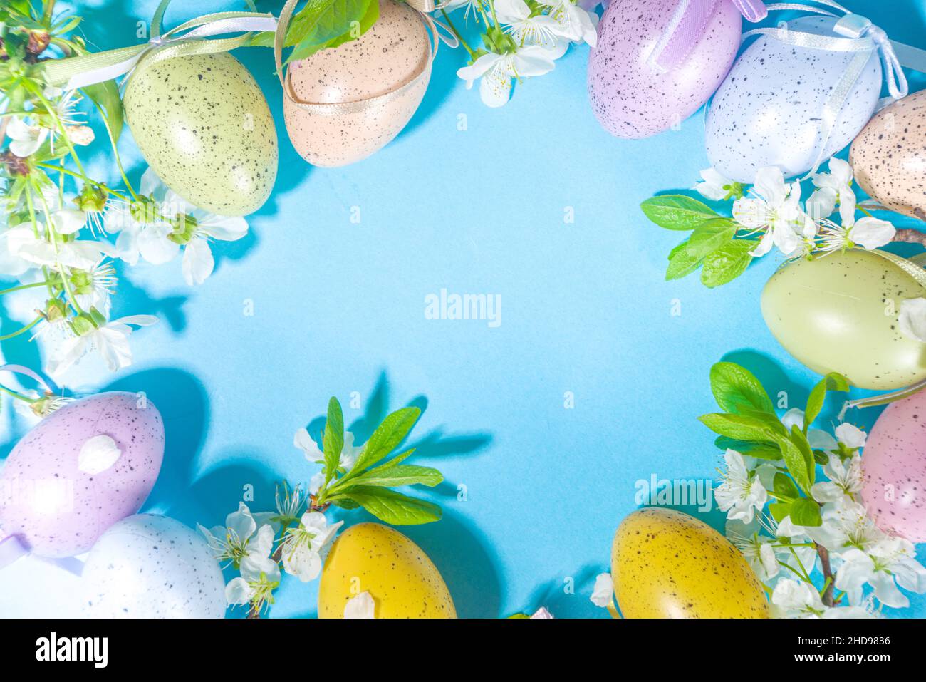 Happy Easter Spring Holiday Greeting Card Background with Easter ...
