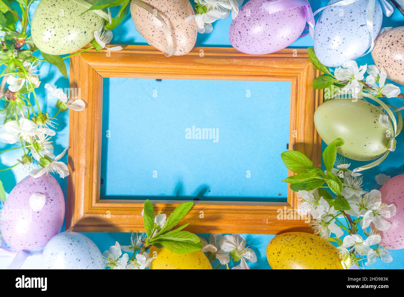 Happy Easter Spring Holiday Greeting Card Background with Easter ...