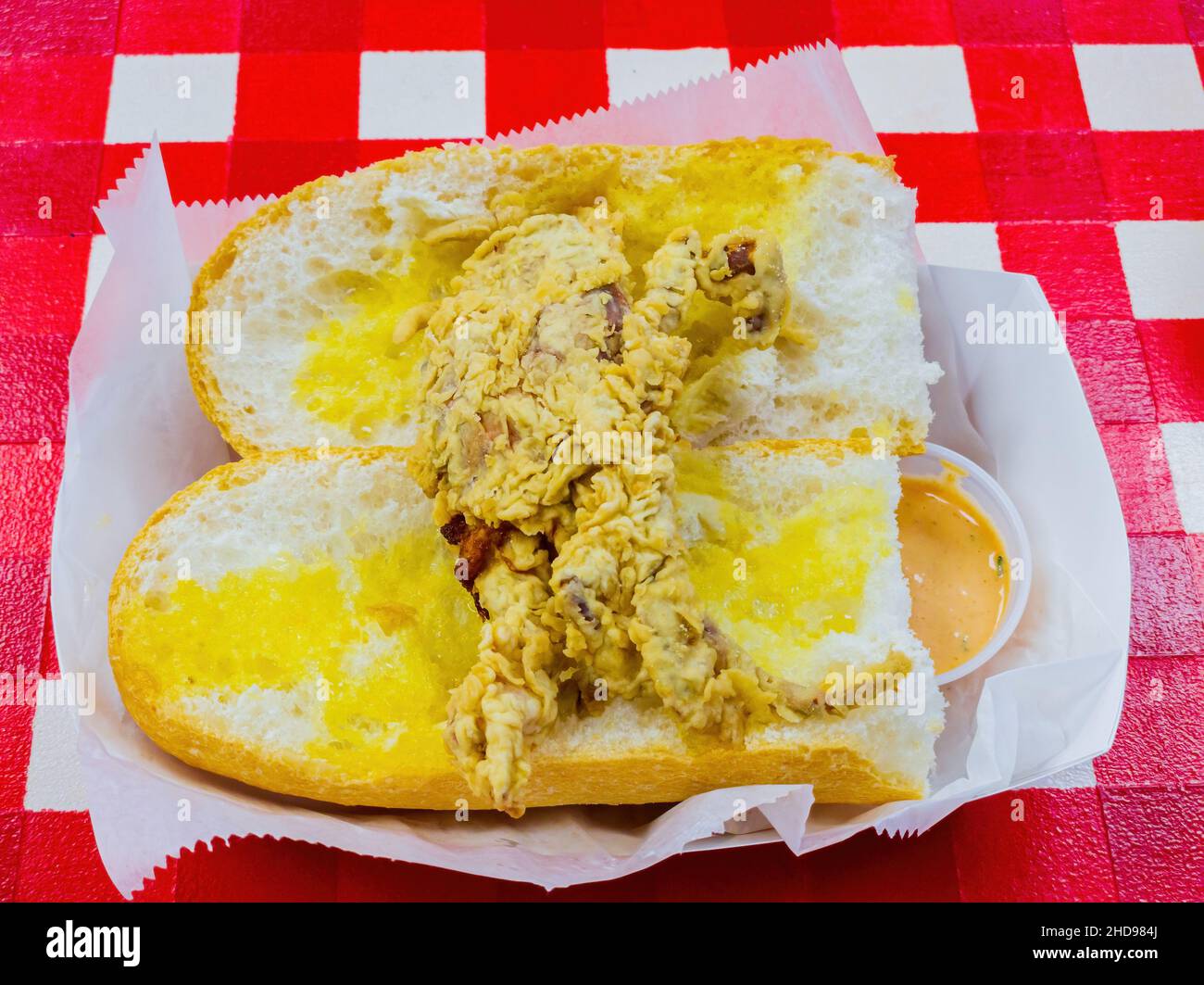 Close up of deep fried soft shell crab po boy at New Orleans, Lousiana ...