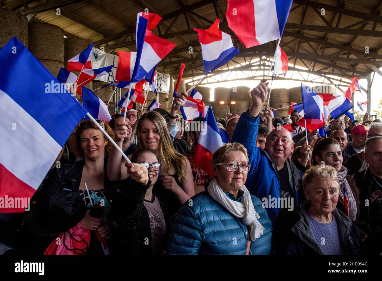 Public meeting by Marion Anne Perrine. "Marine" Le Pen is a French ...