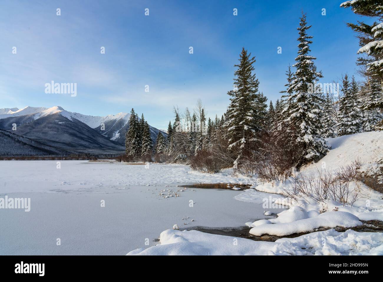 The Vermilion Lakes in winter, Banff National Park, Alberta, Canada ...