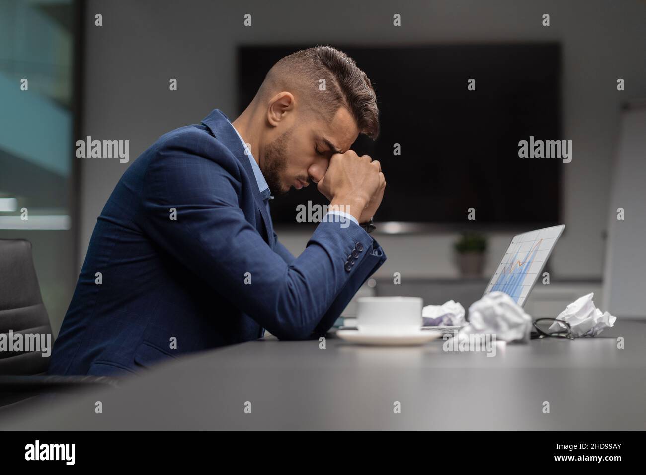 Upset middle eastern manager looking for creative solutions Stock Photo ...