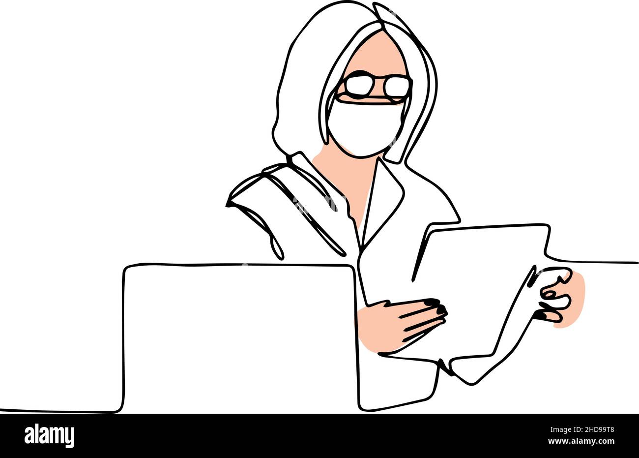 Loan officer negotiating with bank client One line Stock Vector Image ...