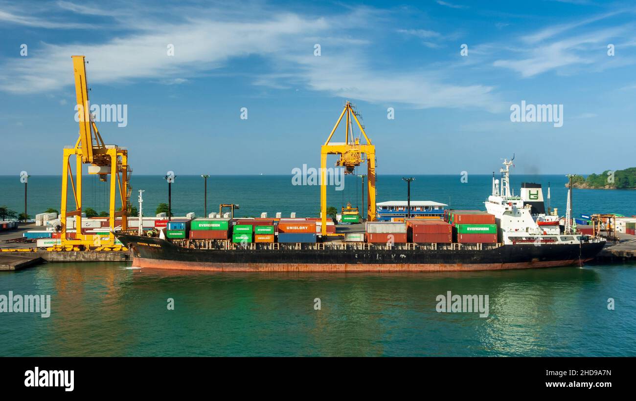 Ships and port facilities in Puerto Limon, Costa Rica, Central America ...