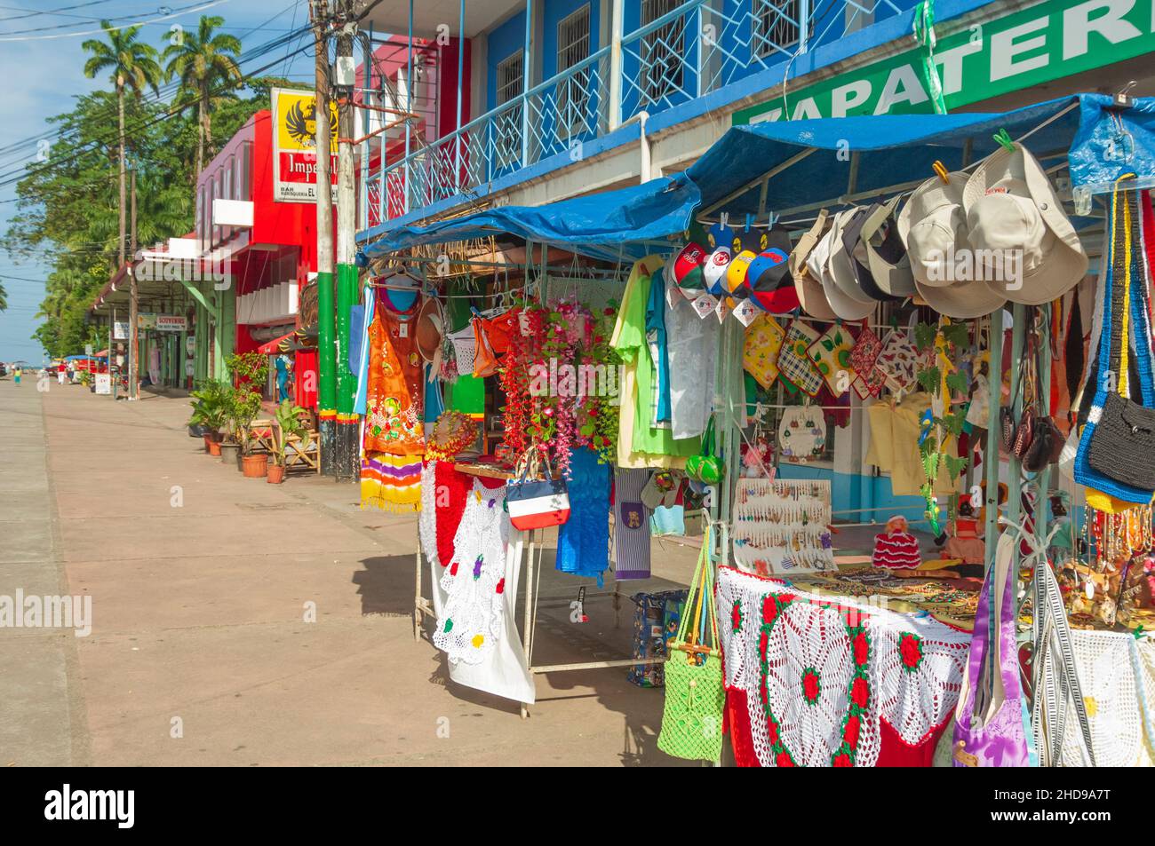 A street market in downtown Puerto Limon, Costa Rica, Central America ...