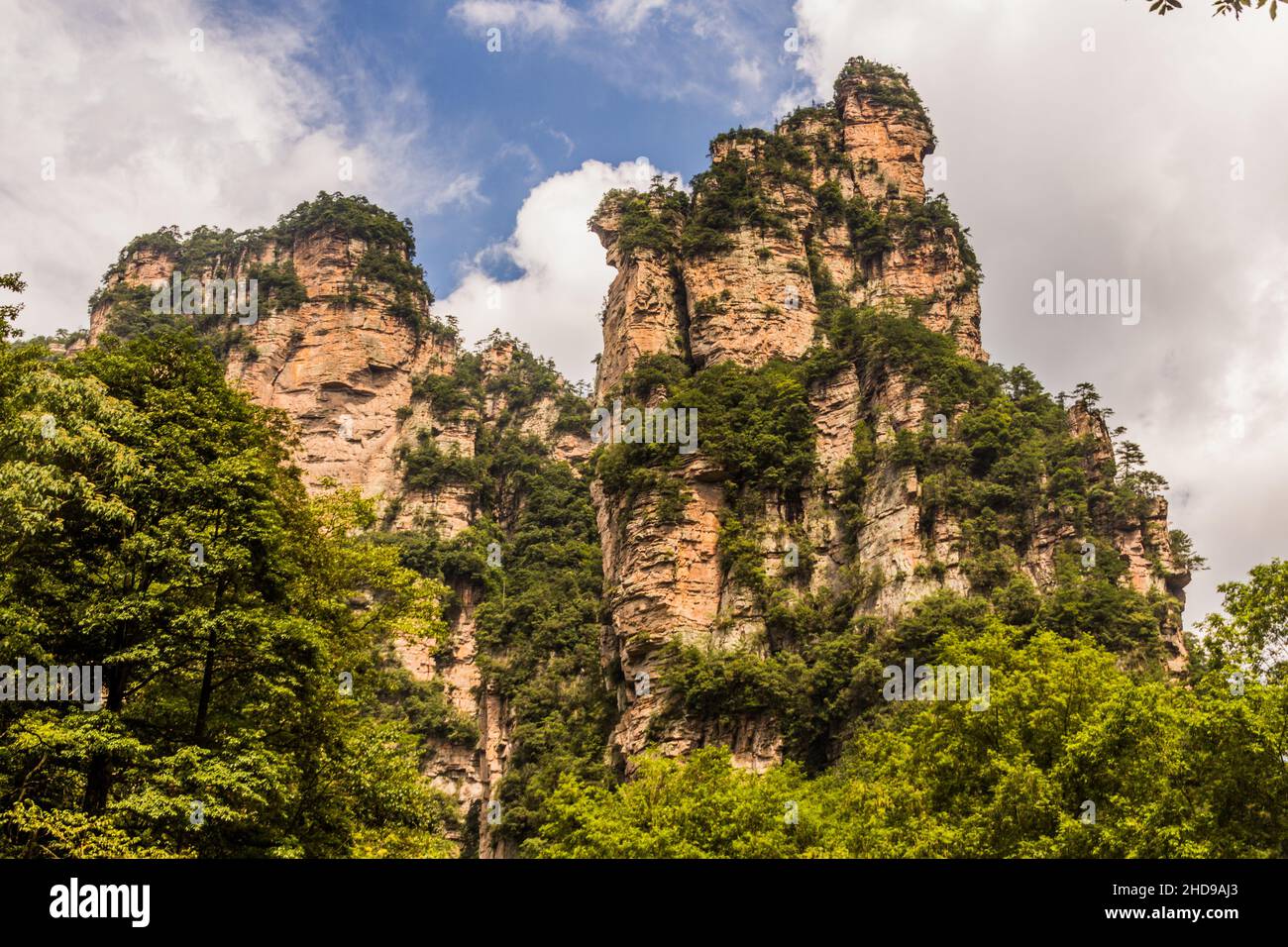 Rock cliffs of Zhangjiajie National Forest Park in Hunan province ...