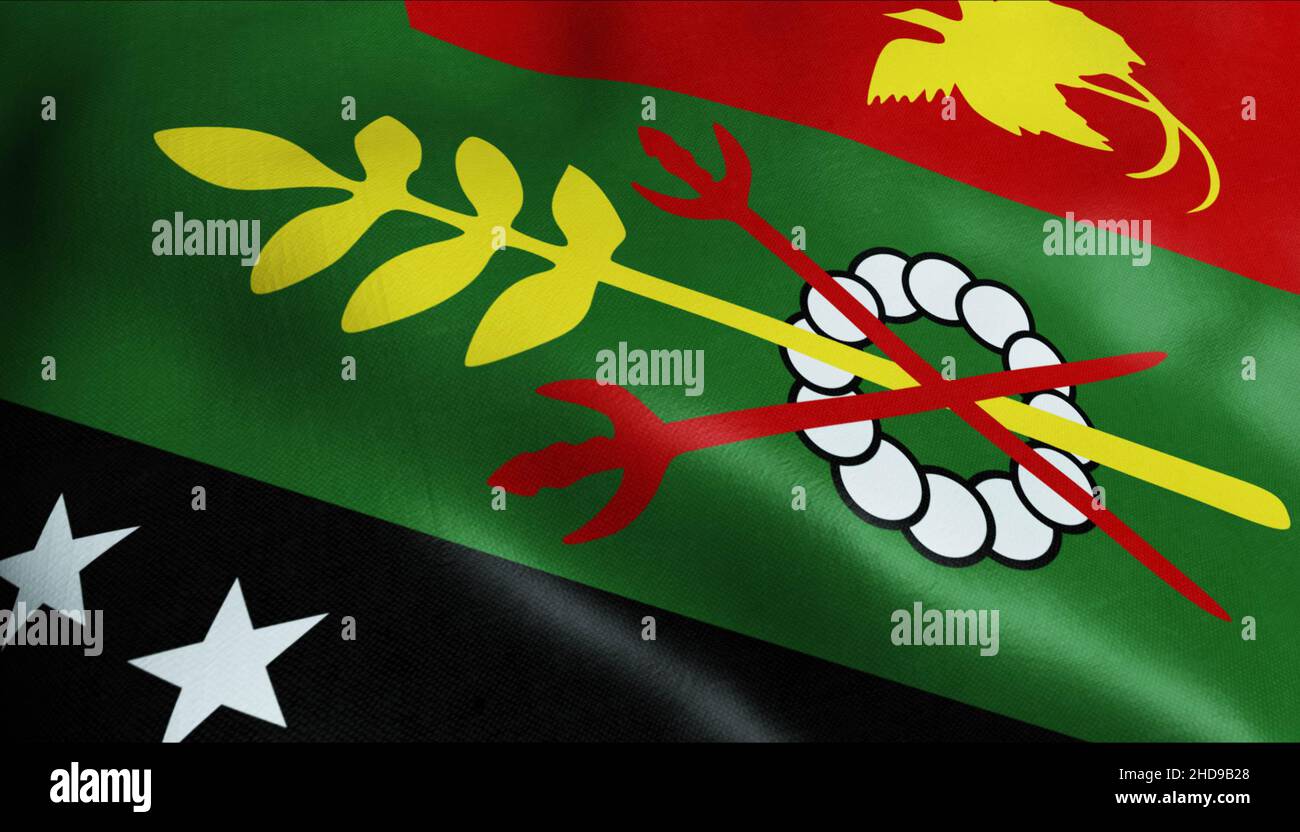 3D Illustration of waving Papua New Guinea province flag of Chimbu ...