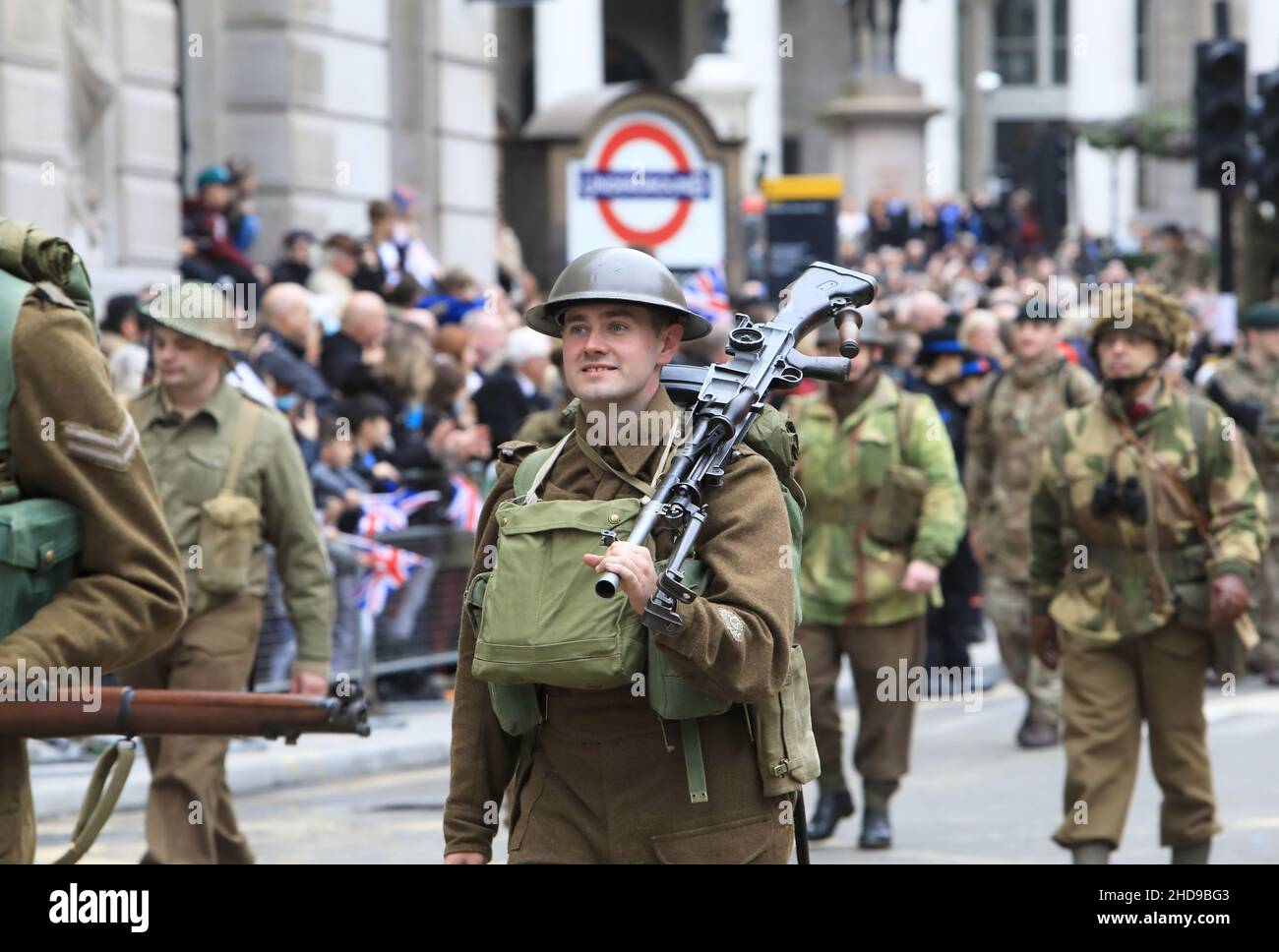 The 7th Battalion The Rifles marching in the Lord Mayor's Show 2021, in ...