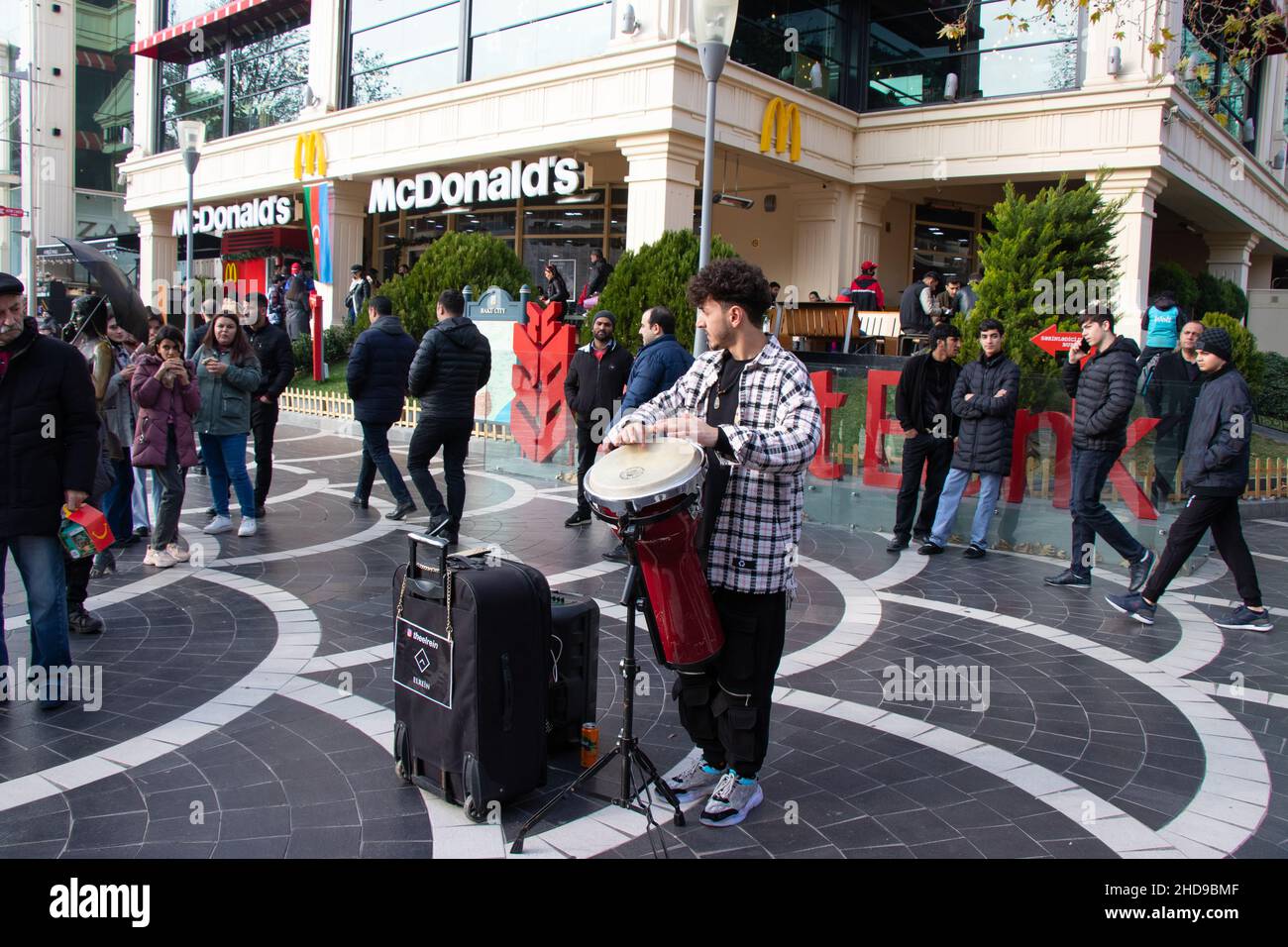 Street Drummer in central square of Baku - Azerbaijan: 31 December 2021 ...