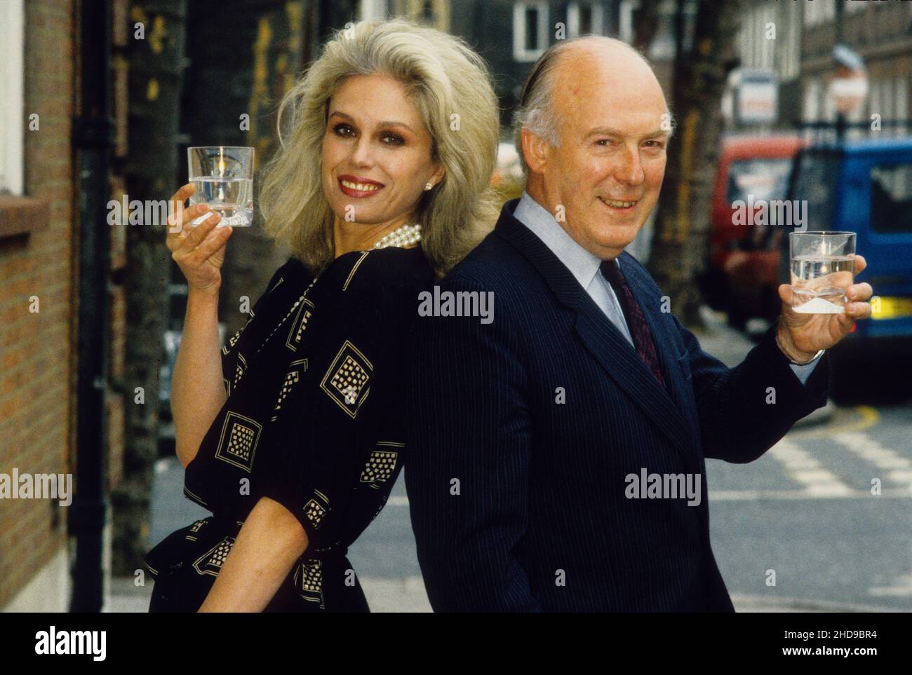 Actress Joanna Lumley drinking tap water with Roy Watts of Thames Water ...