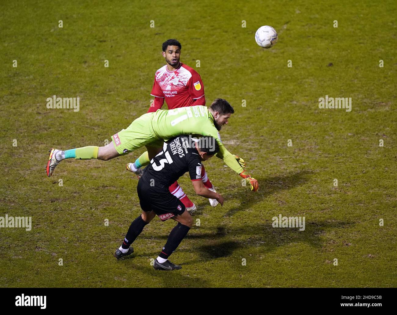Rotherham United goalkeeper Josh Vickers and Rarmani Edmonds-Green ...