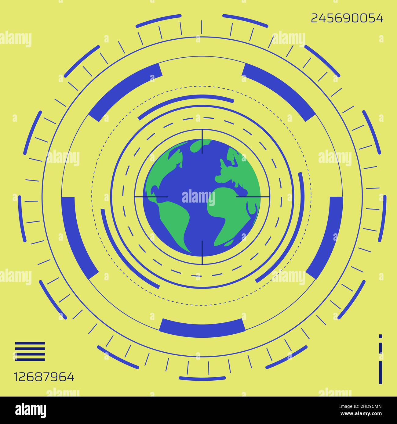 Tech blue target aiming at a planet earth. Representing a threat to the ...