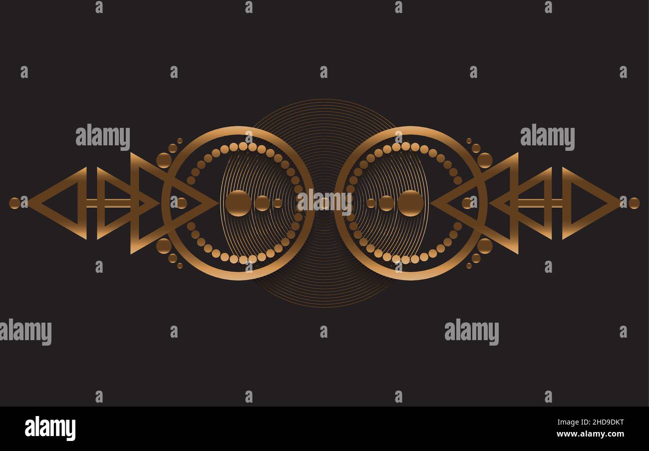 Sacred Geometry border frame, magic golden logo design, astrology ...