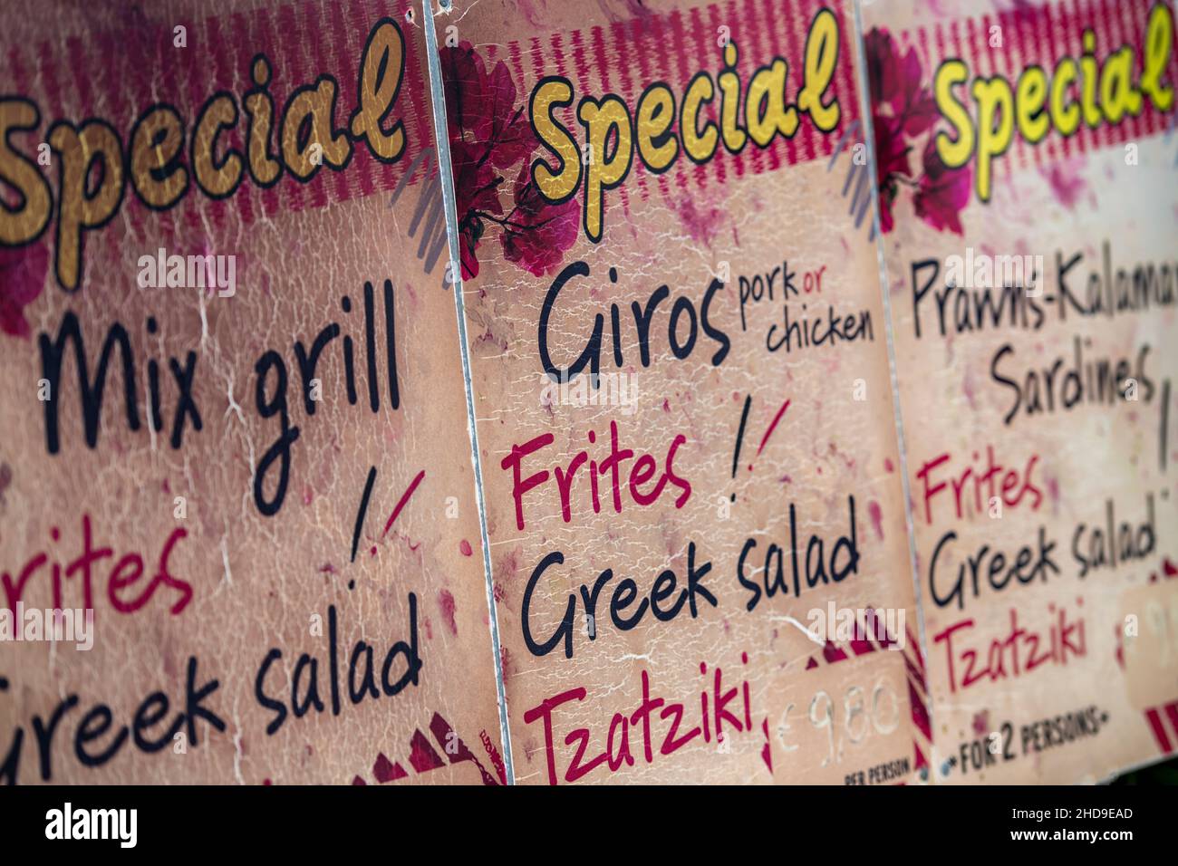 handpainted or handwritten greek menu board advertising greek foods on ...