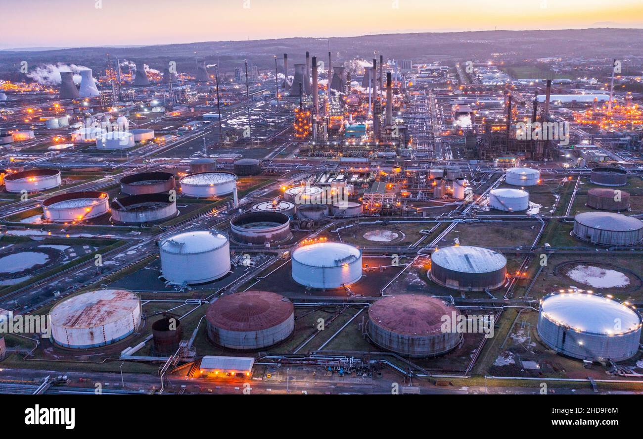 Aerial view of INEOS Grangemouth petrochemical plant and refinery in ...