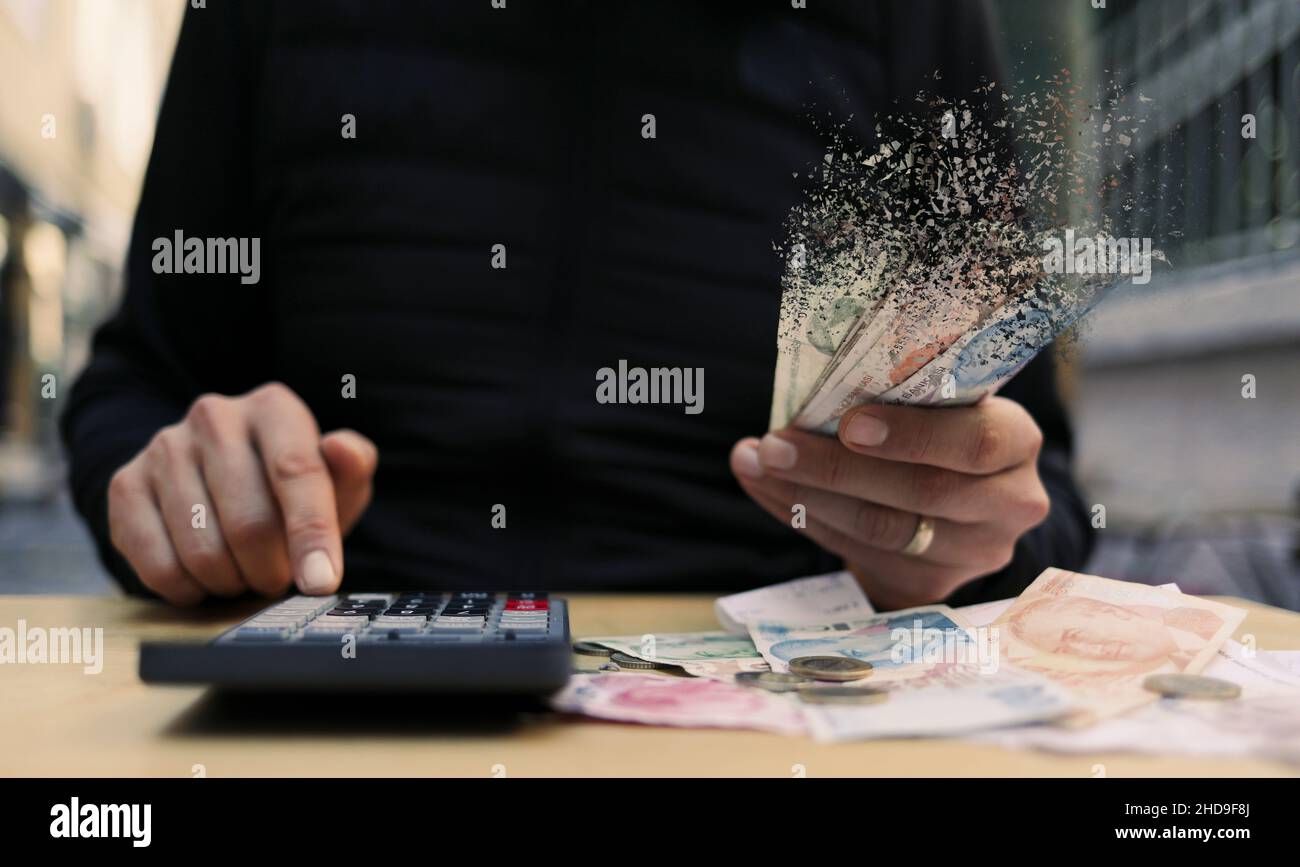 hand holding money. Financial crisis concept Stock Photo - Alamy