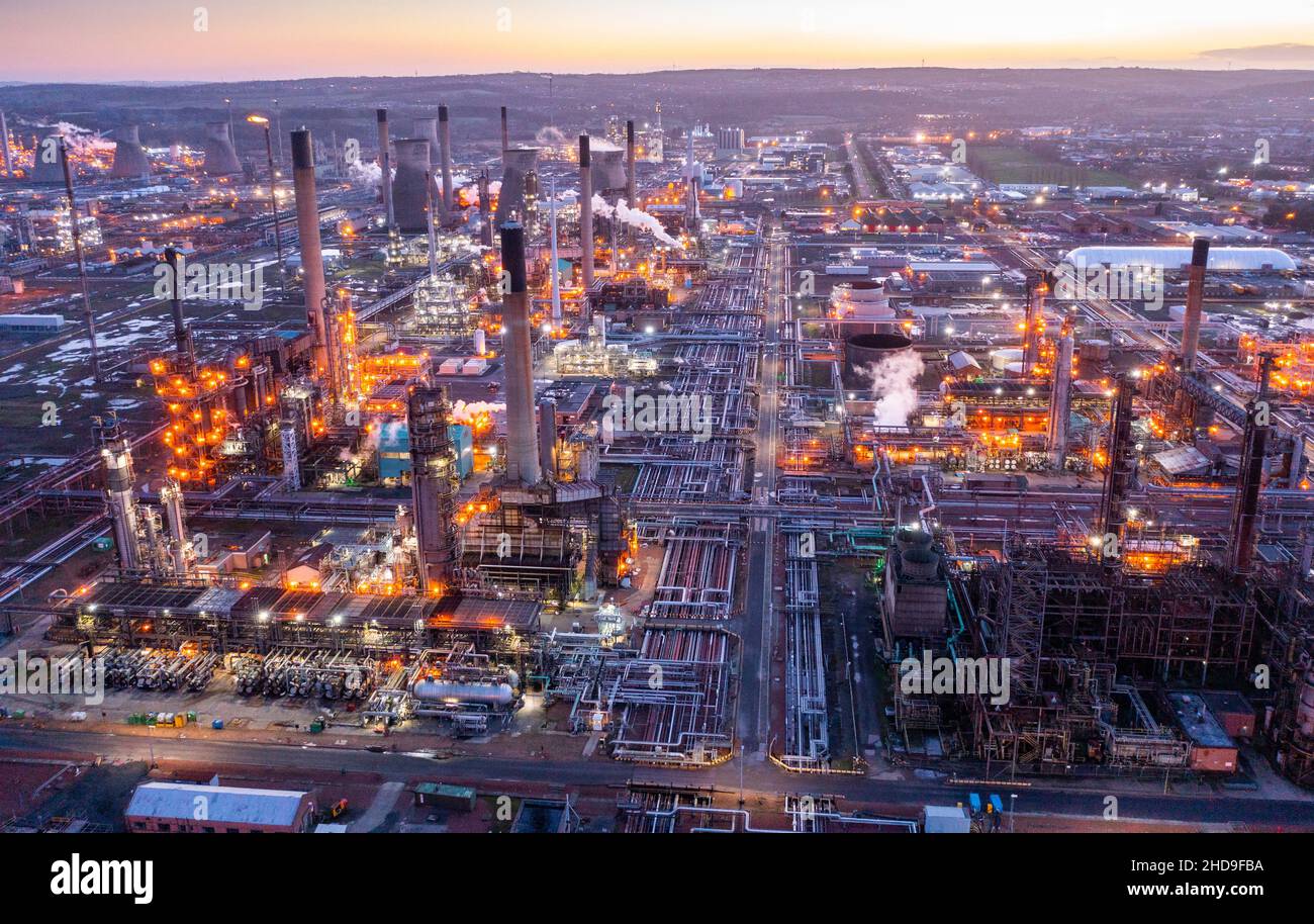 Aerial view of INEOS Grangemouth petrochemical plant and refinery in ...