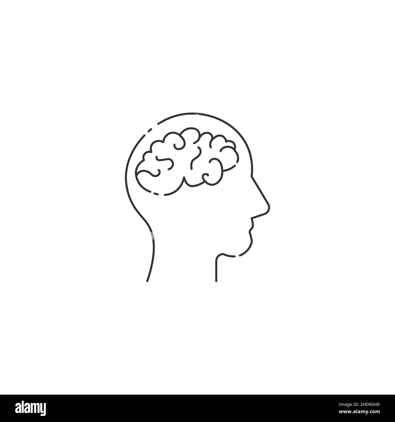 Brain head vector line icon editable stroke. Problem solving concept ...