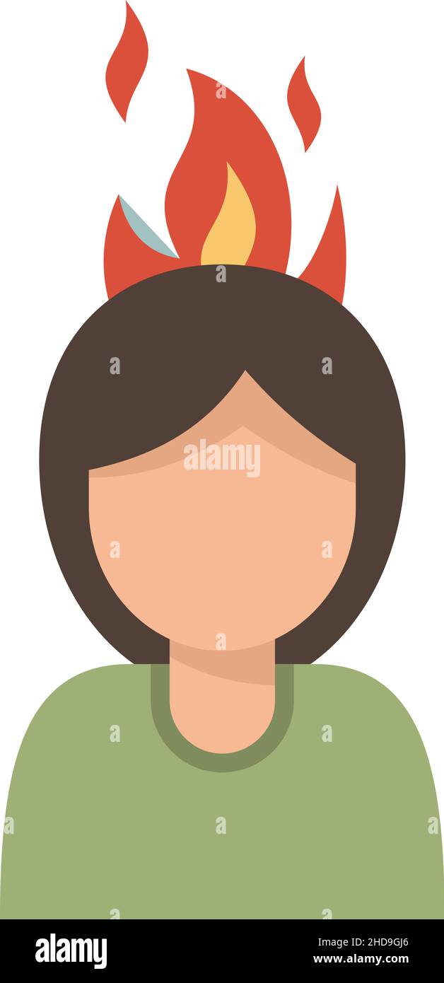 Woman in fire icon. Flat illustration of Woman in fire vector icon ...