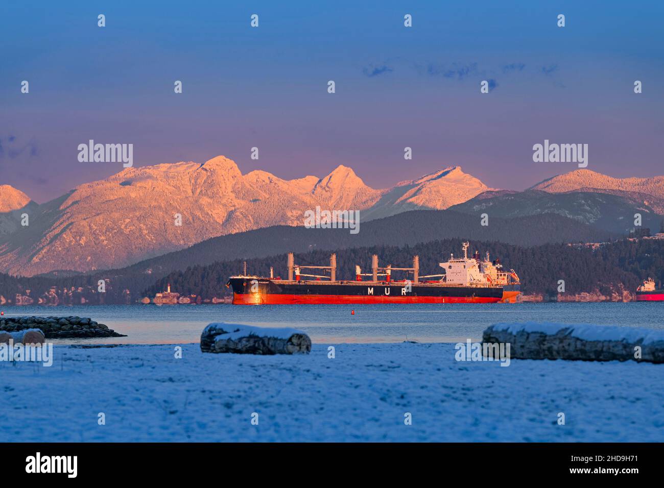 Ships at anchor, English Bay, Vancouver, British Columbia, Canada Stock ...