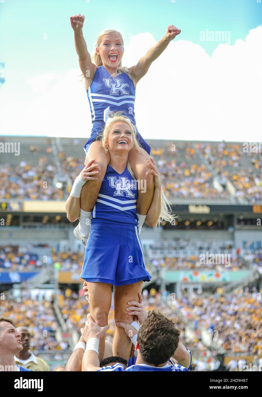 January 1, 2022: The Kentucky cheerleaders performs a pyramid stunt ...