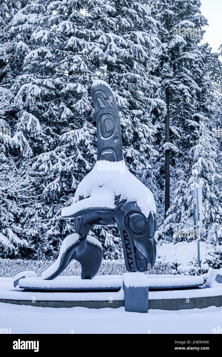Bill Reid's bronze orca sculpture Chief of the Undersea World, winter ...