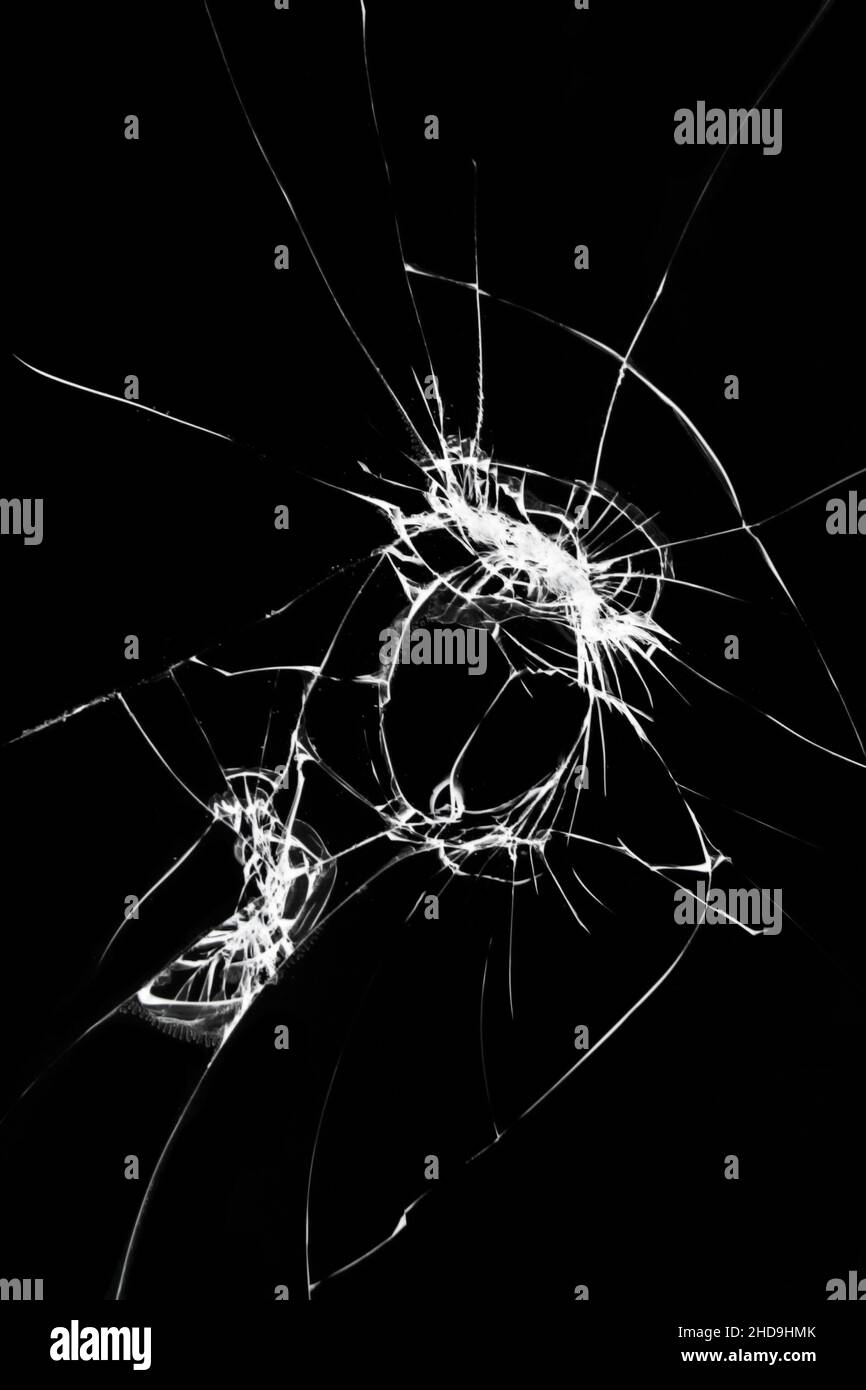 Cracked broken glass screen protection of smartphone or tablet. Damaged ...