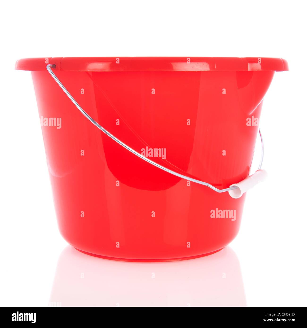 Red plastic bucket isolated over white Stock Photo - Alamy