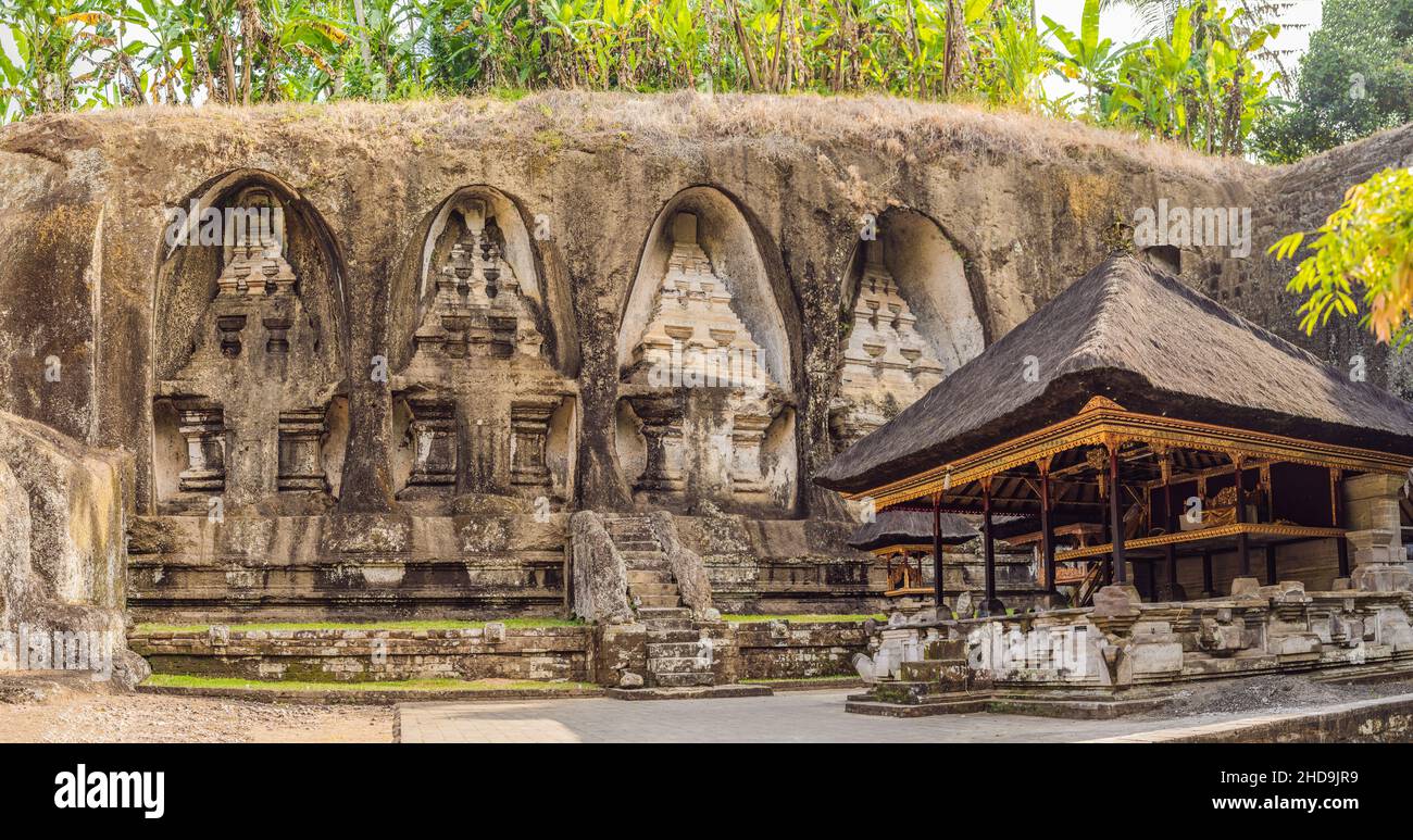 Gunung Kawi. Ancient carved in the stone temple with royal tombs. Bali ...