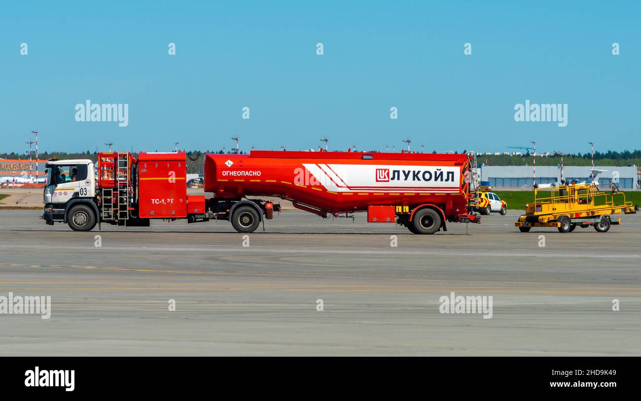 May 11, 2021, Moscow, Russia. A fuel tanker for refueling Lukoil ...