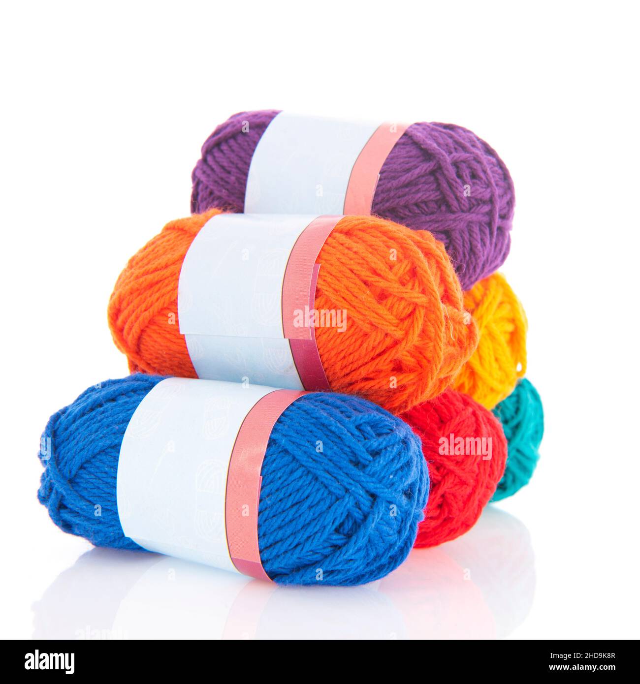 Colorful knitting wool isolated over white background Stock Photo - Alamy