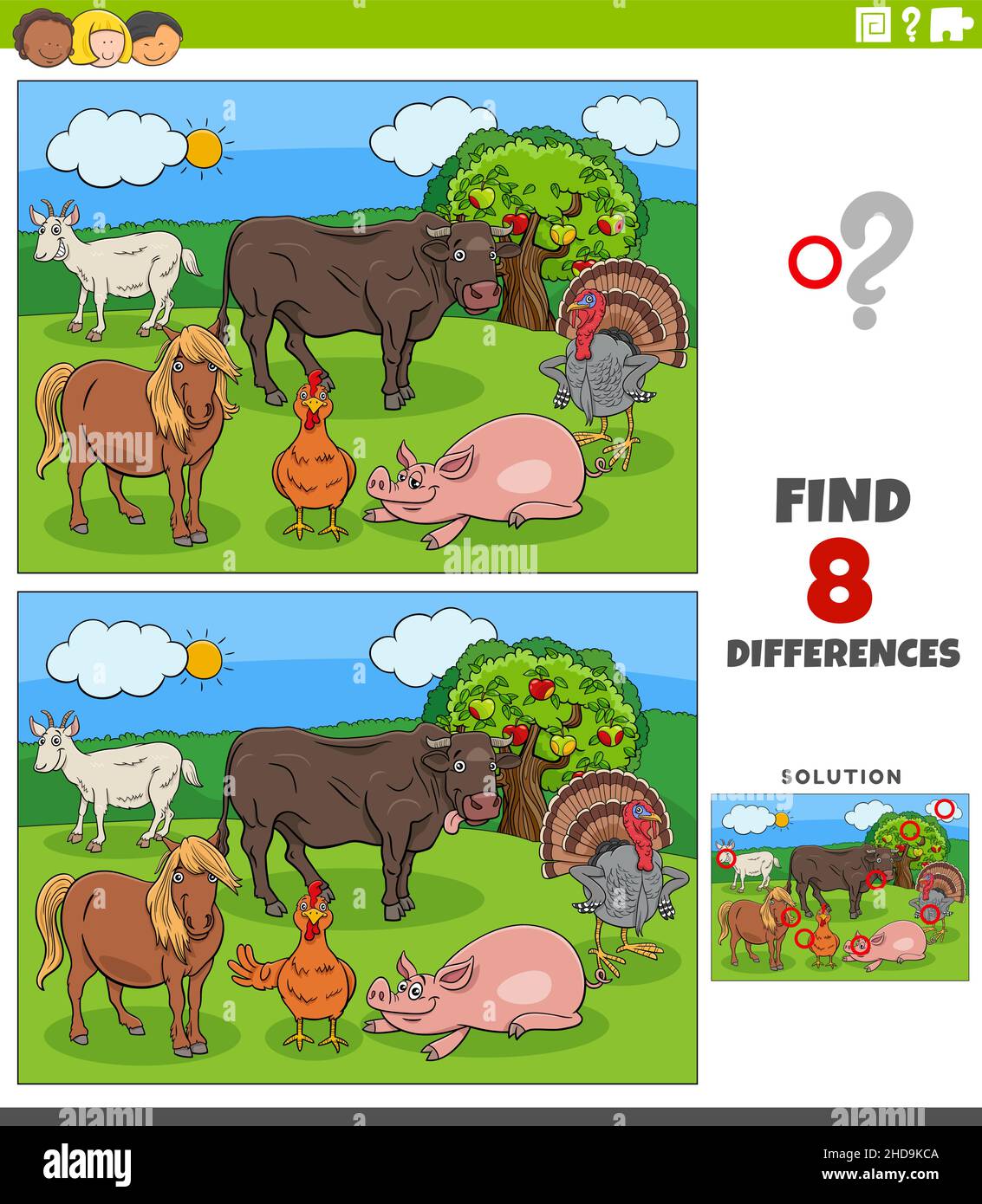Cartoon illustration of finding the differences between pictures ...