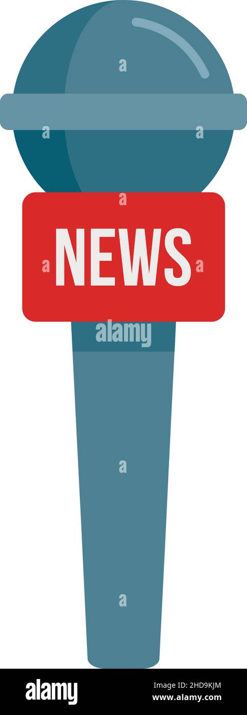 Tv news microphone icon. Flat illustration of tv news microphone vector ...