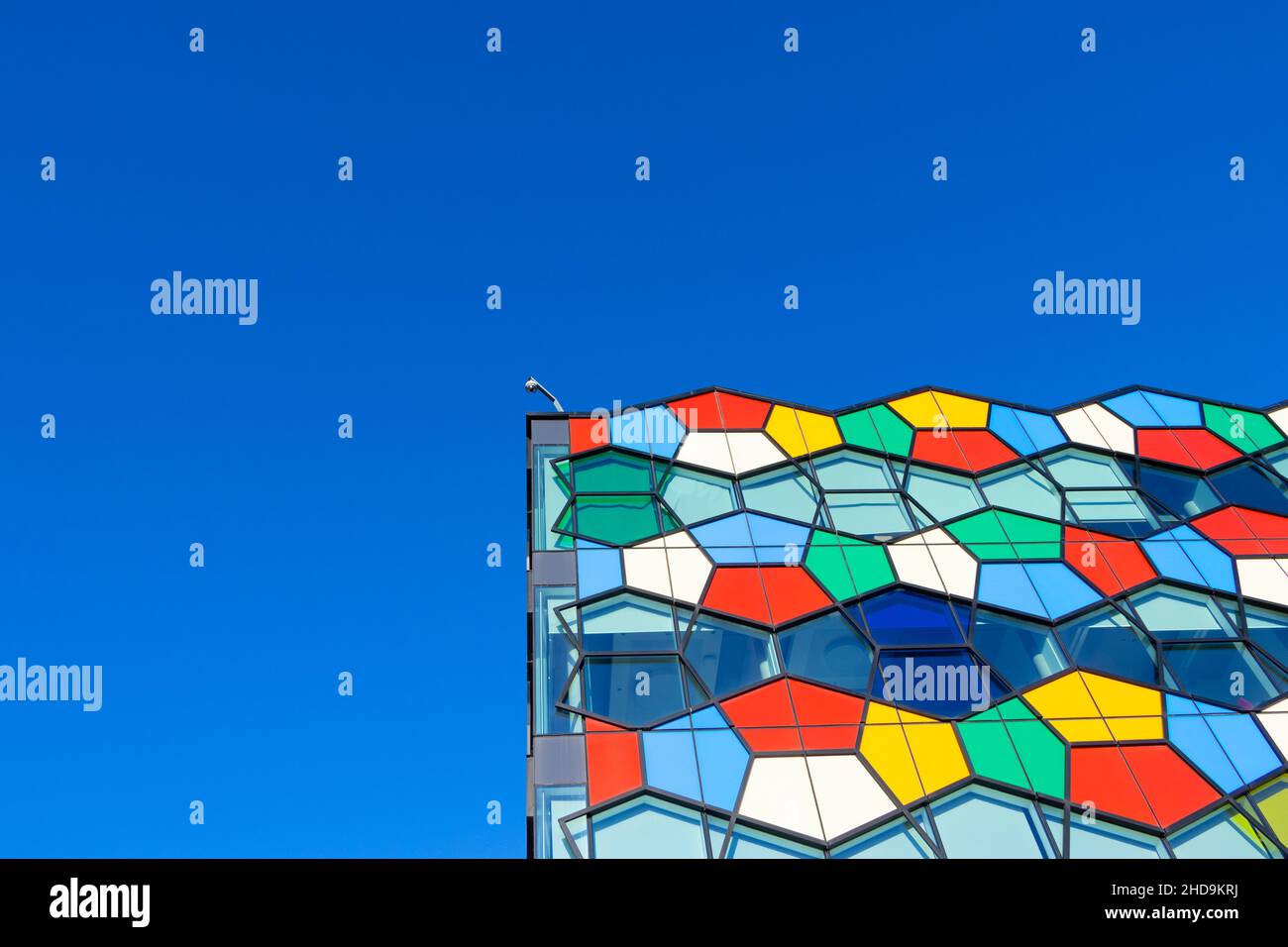 colourful pentagon glass glazing panels on One Smithfield office ...